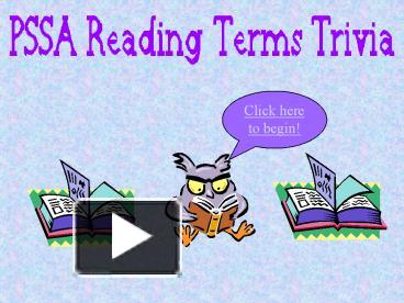 PSSA Reading Terminology Trivia presentation | free to view