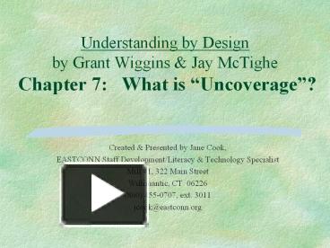 Understanding by Design by Grant Wiggins presentation | free to view