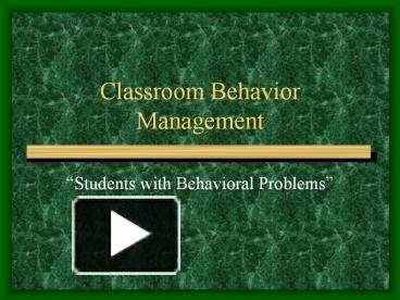 Classroom Behavior Management presentation | free to view
