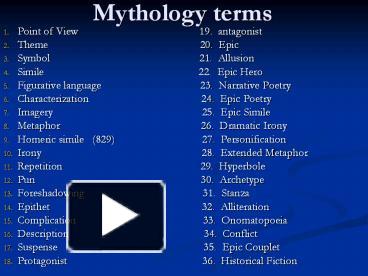 Mythology terms presentation | free to download