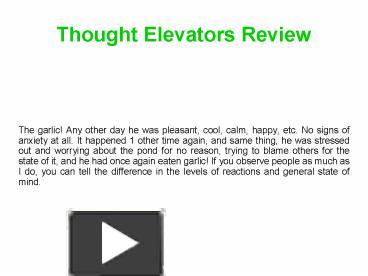 Thought Elevators Review presentation | free to download