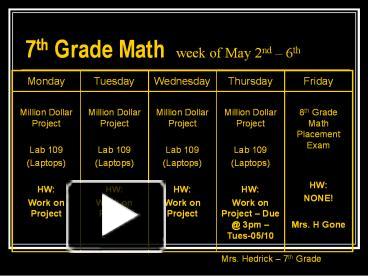 PPT – 7th Grade Math week of May 2nd PowerPoint presentation | free to ...