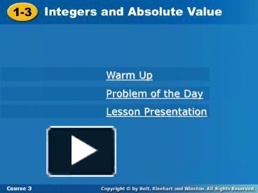 PPT – Integers and Absolute Value PowerPoint presentation | free to ...