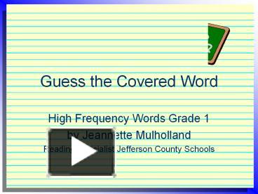 PPT – Guess the Covered Word PowerPoint presentation | free to view ...