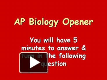AP Biology Opener presentation | free to download