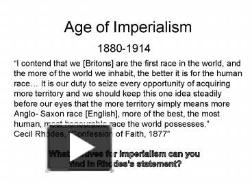 Age of Imperialism presentation | free to view