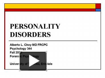 PPT – PERSONALITY DISORDERS PowerPoint presentation | free to download ...