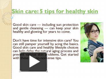 PPT – Skin care: 5 tips for healthy skin PowerPoint presentation | free ...