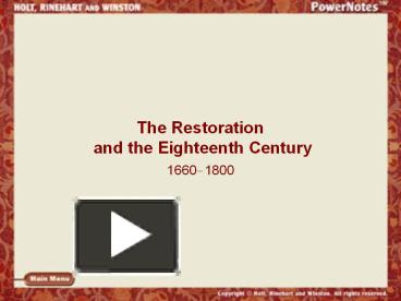 PPT – The Restoration and the Eighteenth Century PowerPoint presentation | free to download - id ...