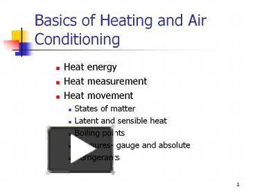 Basics of Heating and Air Conditioning presentation | free to view