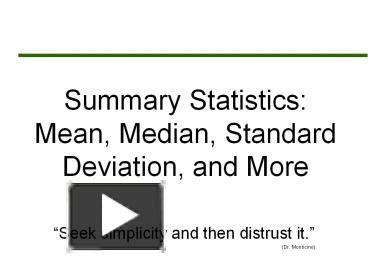 Summary Statistics: Mean, Median, Standard Deviation, and More ...