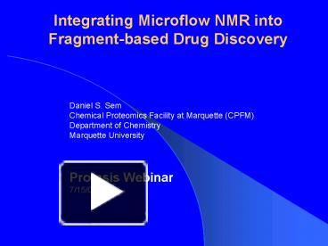 Integrating Microflow NMR into Fragmentbased Drug Discovery presentation | free to view