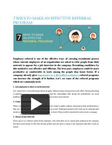 7 WAYS TO MAKE AN EFFECTIVE REFERRAL PROGRAM presentation | free to download