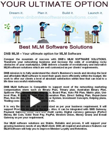 DNB MLM – Your ultimate option for MLM Software presentation | free to download