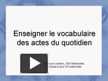 PPT – Enseigner le vocabulaire PowerPoint presentation | free to ...