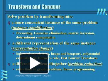 Transform and Conquer presentation | free to download