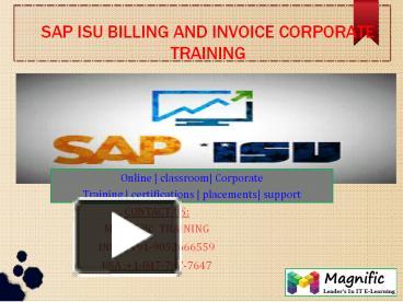 SAP ISU BILLING&INVOICE CORPORATE TRAINING IN PUNE|CHENNAI|BANGALORE presentation | free to download