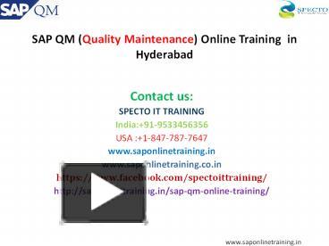 PPT – sap qm online training in hyderabad | online training on sap qm ...