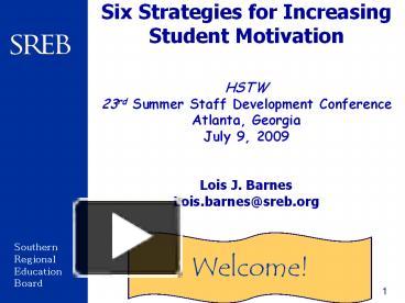 Six Strategies for Increasing Student Motivation presentation | free to view