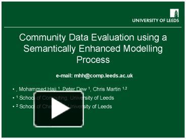 PPT – Community Data Evaluation using a Semantically Enhanced Modelling Process PowerPoint ...