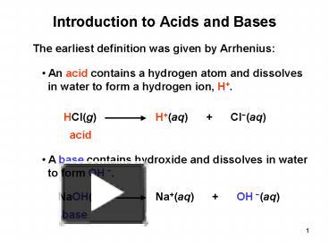 PPT – Introduction to Acids and Bases PowerPoint presentation | free to ...