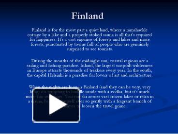 PPT – Finland PowerPoint presentation | free to view - id: 80f8-MWU0M