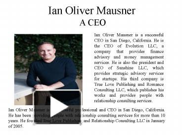 Ian Oliver Mausner A CEO presentation | free to download