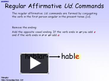 Regular Affirmative Ud. Commands presentation | free to view
