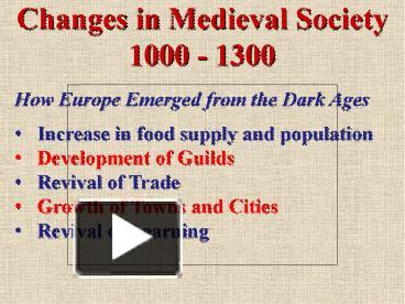 PPT – Changes in Medieval Society 1000 - 1300 PowerPoint presentation ...