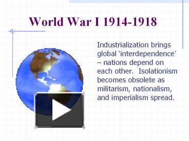 PPT – World War I 1914-1918 PowerPoint presentation | free to view - id ...