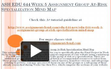 ASH EDU 644 Week 5 Assignment Group At-Risk Specialization Mind Map presentation | free to download