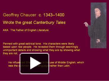 PPT – Geoffrey Chaucer c. 1343 PowerPoint presentation | free to view ...