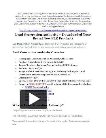 PPT – Lead Generation Authority review - Lead Generation Authority top notch features PowerPoint ...