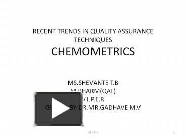 Introduction to Chemometrics presentation | free to download