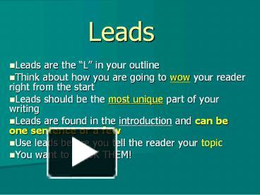 PPT – Leads PowerPoint presentation | free to download - id: 836e7b-YjQwN