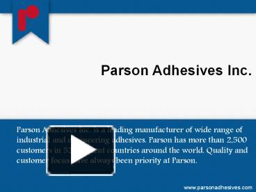 Anaerobic adhesive - Parson Adhesives presentation | free to download
