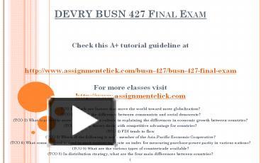 DEVRY BUSN 427 Final Exam presentation | free to download