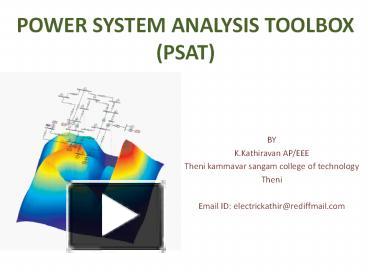 PSAT toolbox presentation | free to download