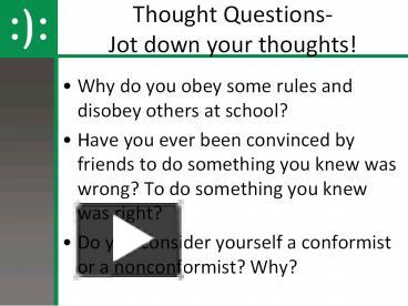 Thought Questions- Jot down your thoughts! presentation | free to download