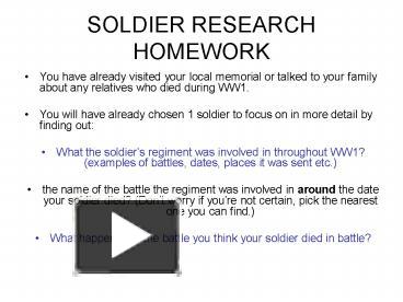 PPT – SOLDIER RESEARCH HOMEWORK PowerPoint presentation | free to ...