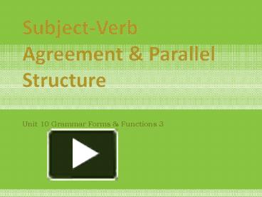 Subject-Verb Agreement presentation | free to download