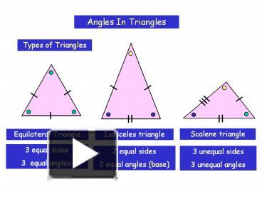 Angles In Triangles presentation | free to view