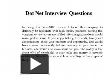 Dot Net Interview Questions presentation | free to download