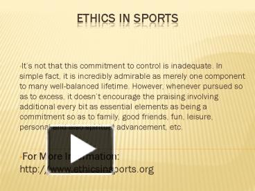 Ethics In Sports presentation | free to download