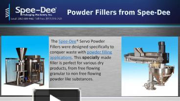Dry Filling Machines - Spee Dee presentation | free to download