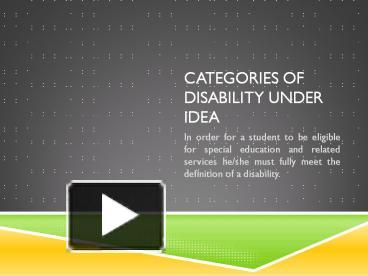 Categories of Disability Under IDEA presentation | free to download