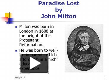 Paradise Lost by John Milton presentation | free to view