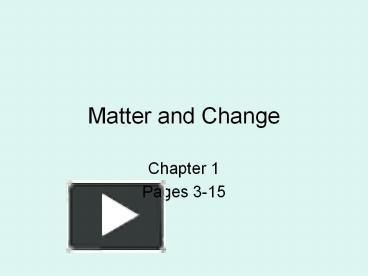 Matter and Change presentation | free to download