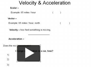 PPT – Velocity PowerPoint presentation | free to view - id: 850af9-Y2YxM