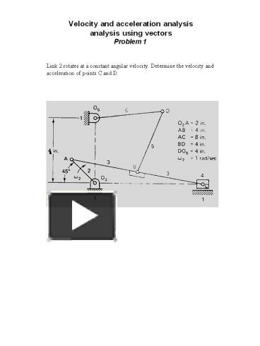 Velocity and acceleration analysis analysis using vectors Problem 1 presentation | free to download